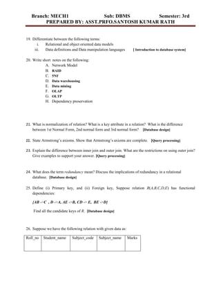 Expected questions for dbms | PDF