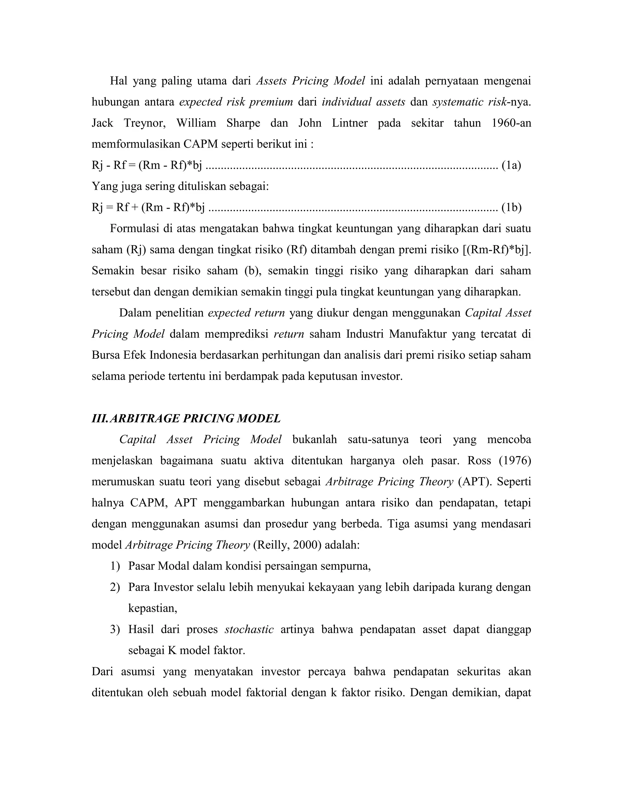 Expected return capm dan apt | PDF