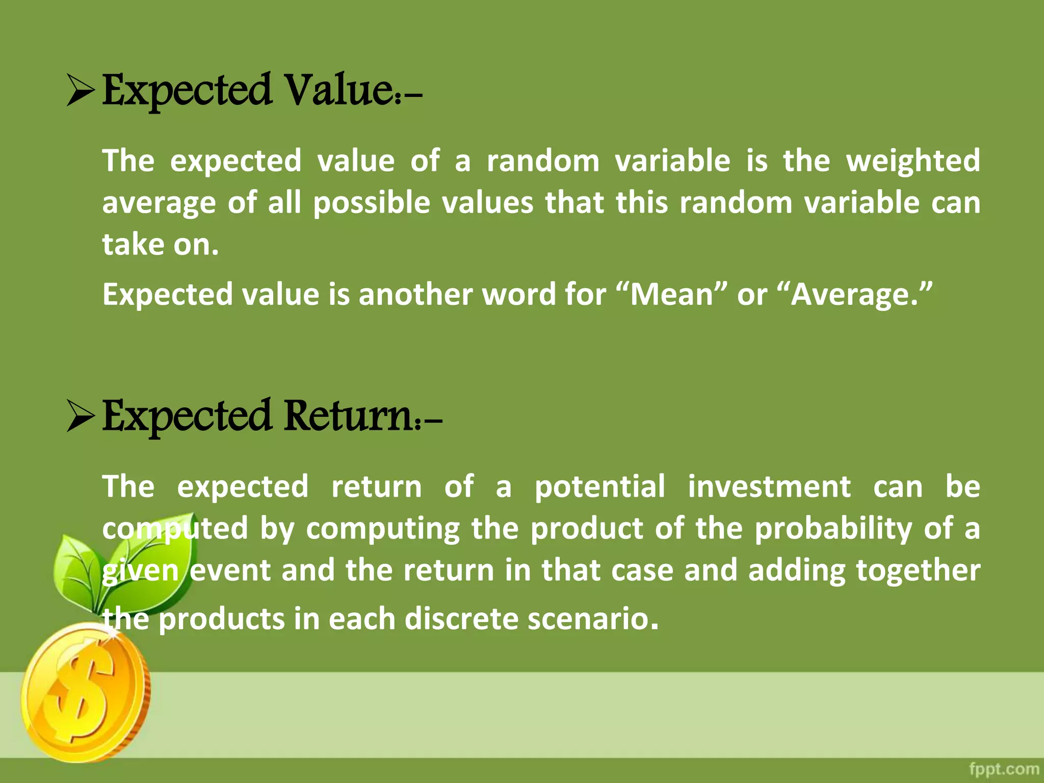 Expected value return & standard deviation | PPTX