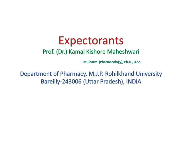 Expectorants | PDF | Lung and Respiratory Health | Diseases and Conditions
