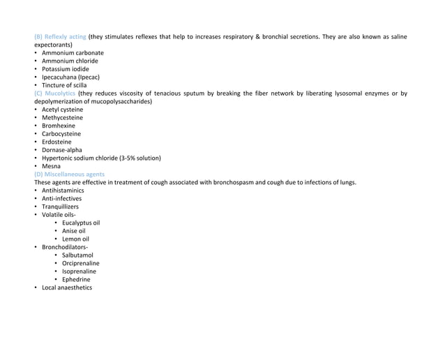Expectorants | PDF | Lung and Respiratory Health | Diseases and Conditions