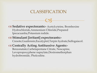 Expectorants and antitussives | PPTX