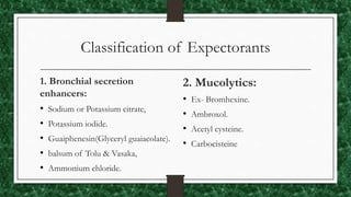 Expectorants and anti tussives | PPT