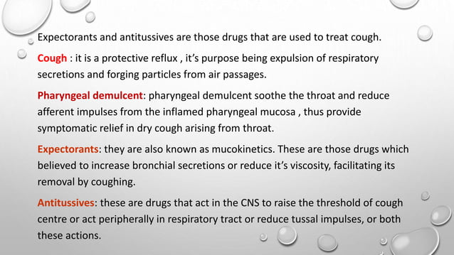 Expectorants & Antitussives Pharmacology.pptx | Illegal Drugs, Tobacco ...