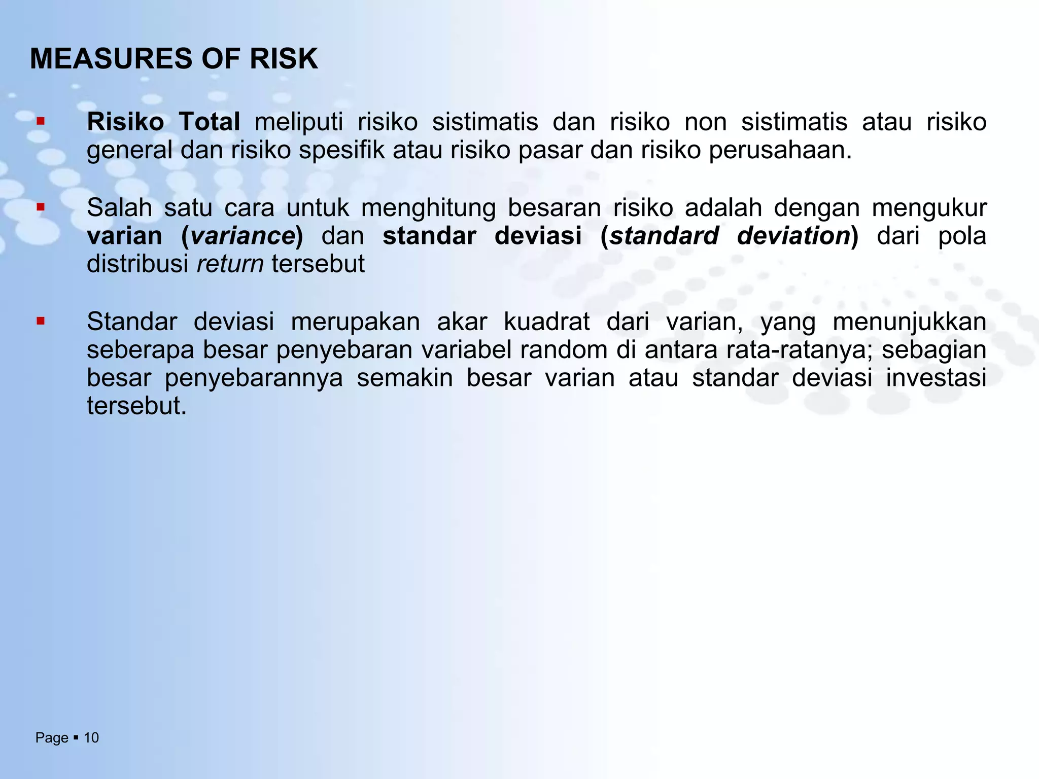 Expect return dan risiko | PPT