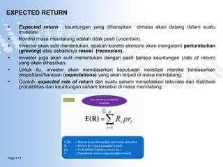 Expect return dan risiko | PPT