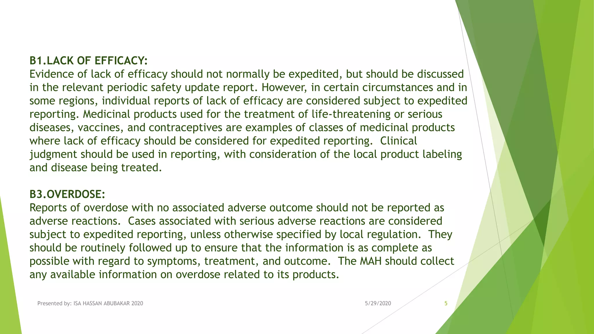 Expedited report criteria in pharmacovigilance by isa hassan abubakar ...