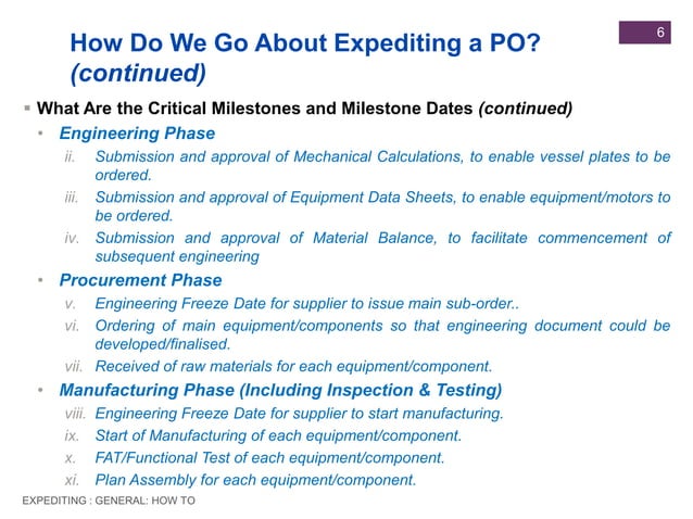 PROCUREMENT: Expediting How To - General | PPTX | Logistics | Business