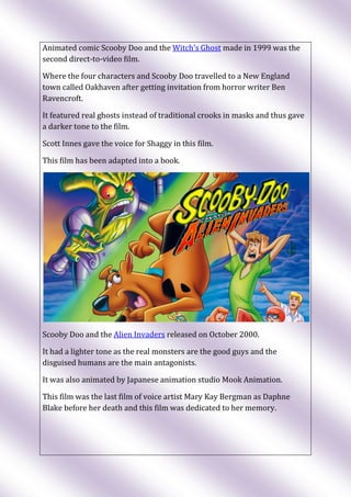 Expedition Of Scooby Doo From Cartoon To Animation Movies | PDF