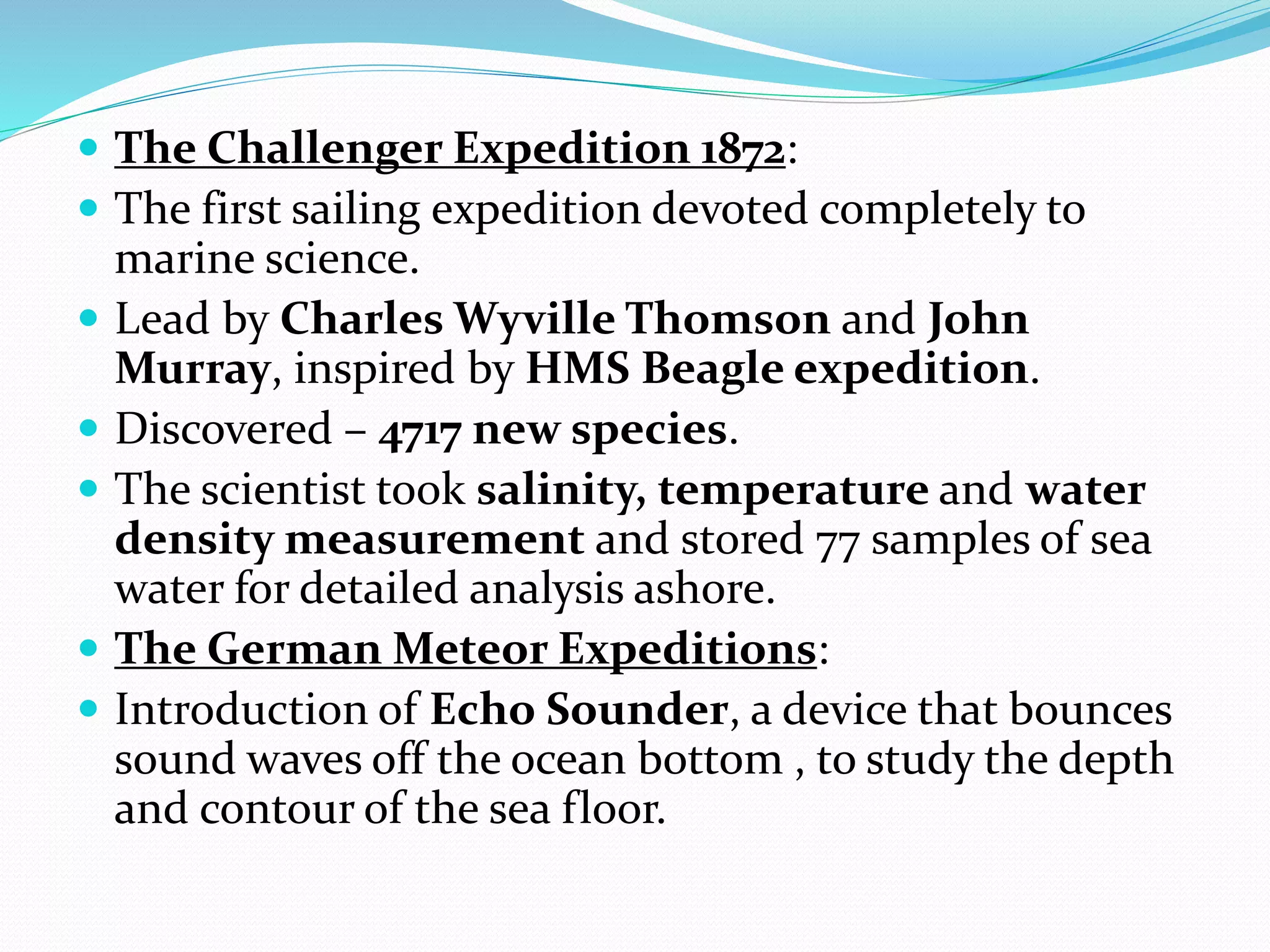 Different Expeditions and their contribution in ocean science | PPTX