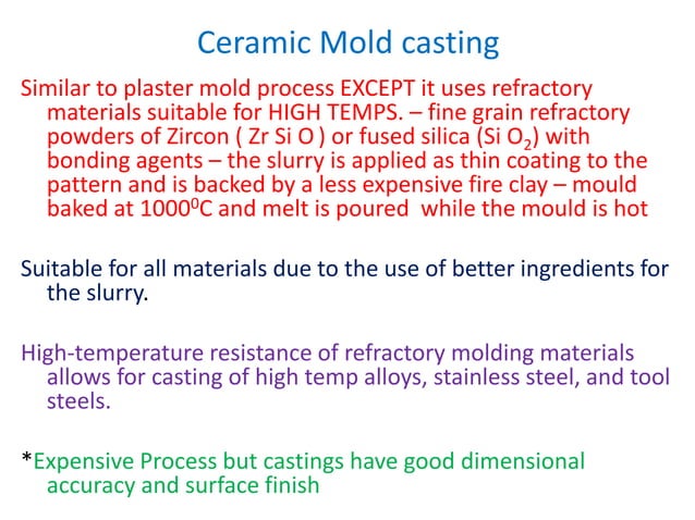 Expendable mould processes | PPT