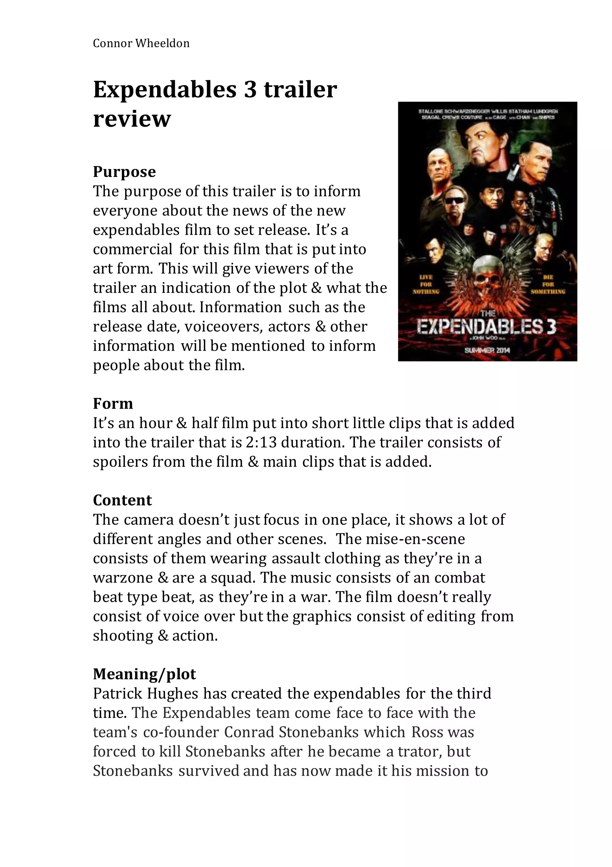 Expendables 3 trailer review | PDF