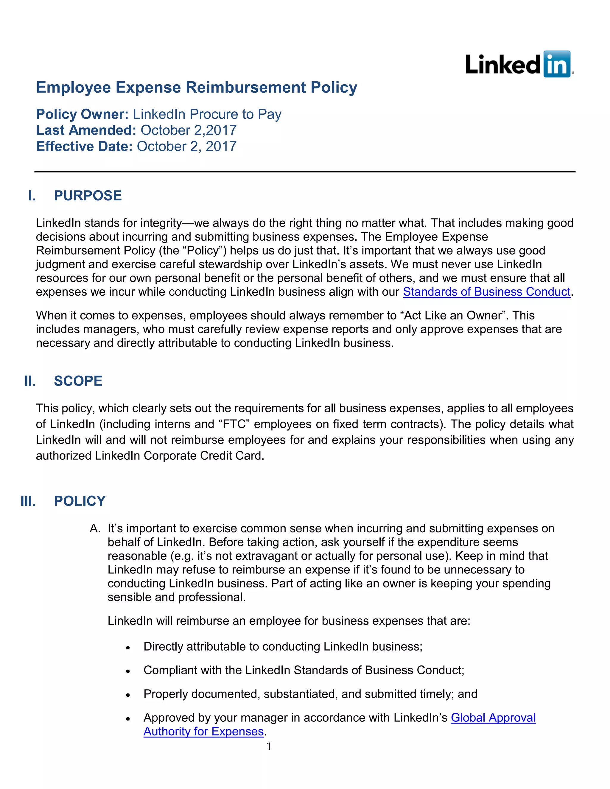 Expense policy 2017 | PDF
