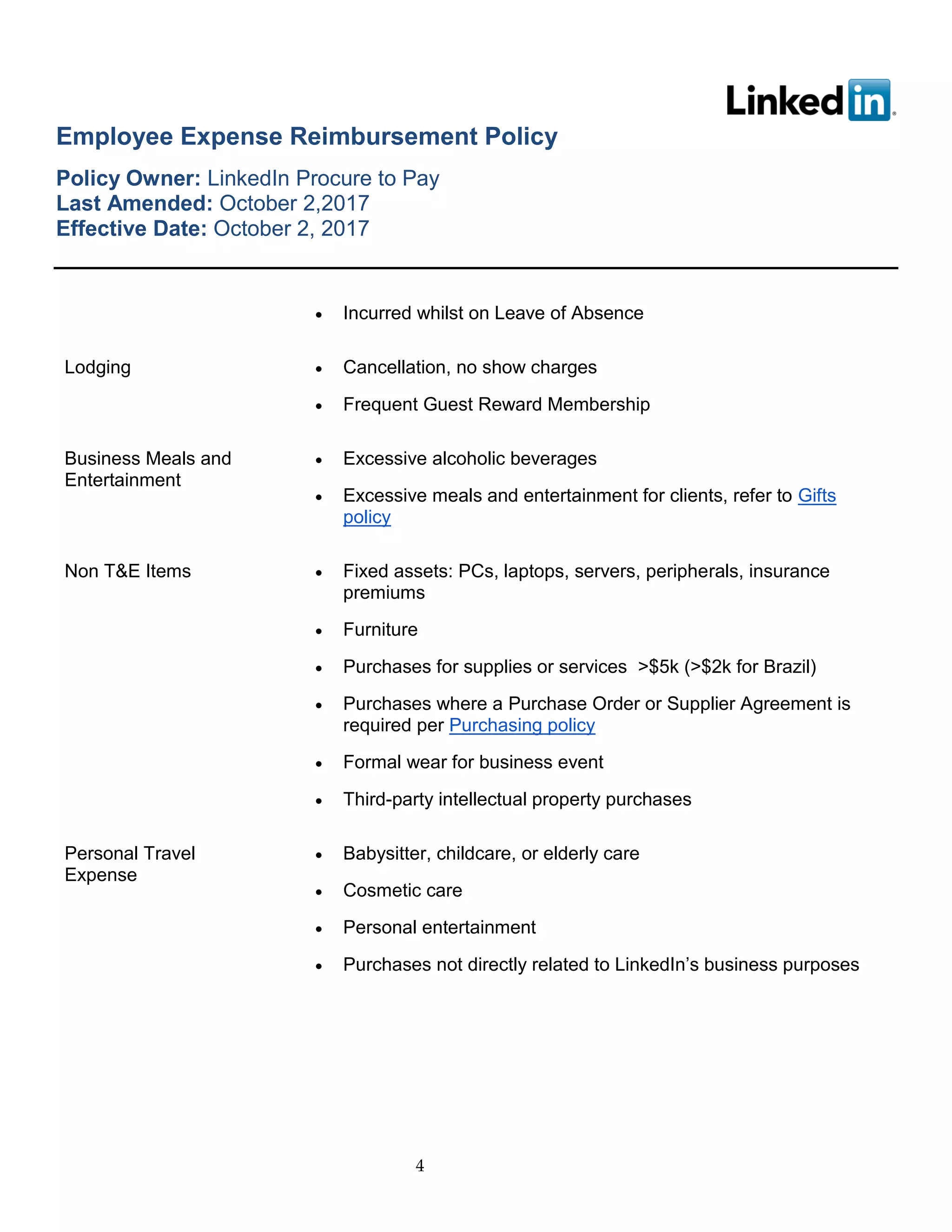 Expense policy 2017 | PDF