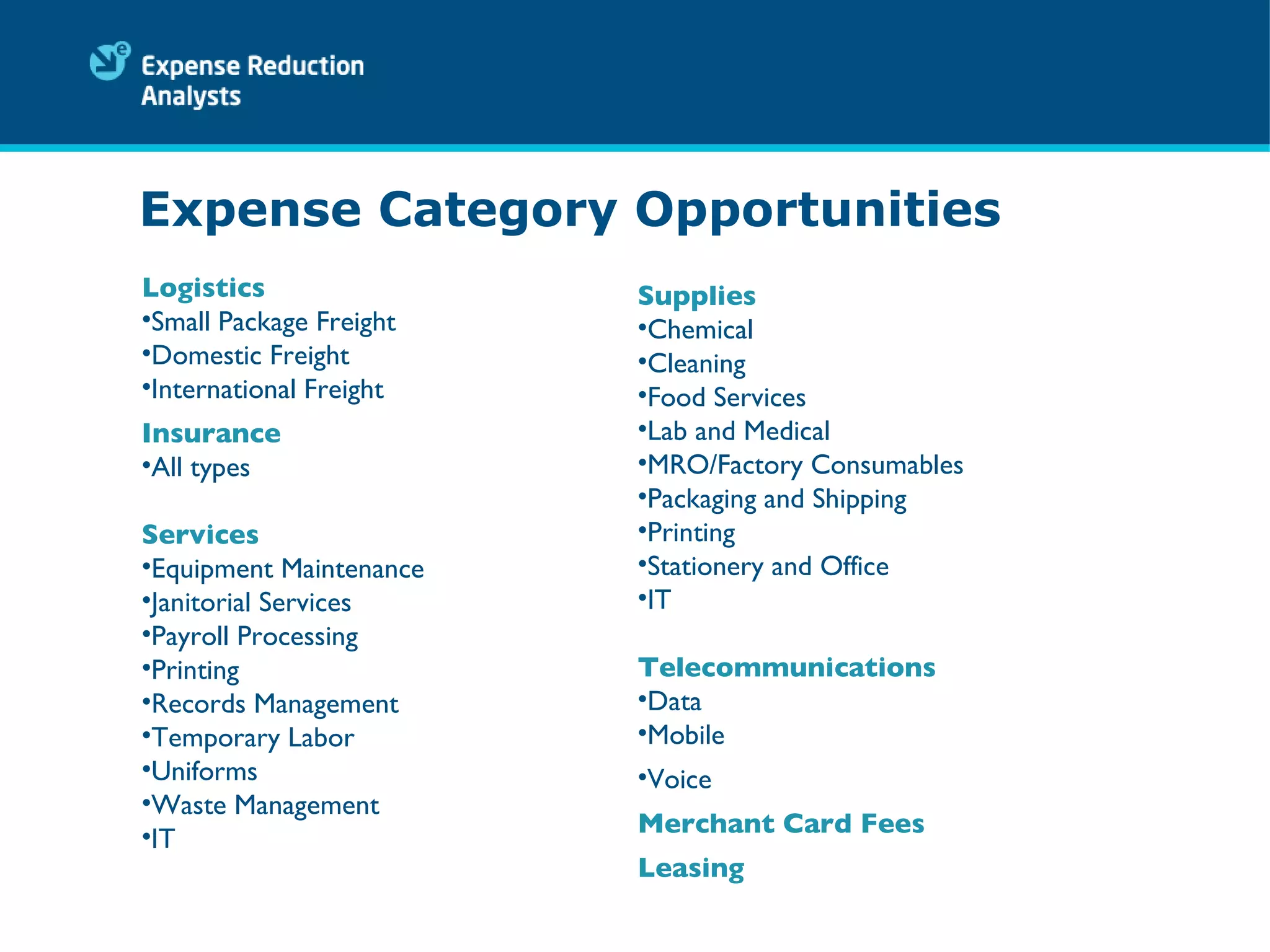 Expense Reduction | PPT | Business Accounting & Finance | Business