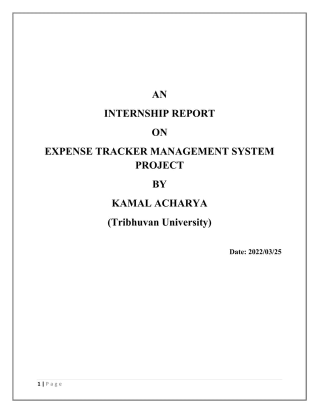 Expense tracker management system project report.pdf | Computing | Technology & Computing