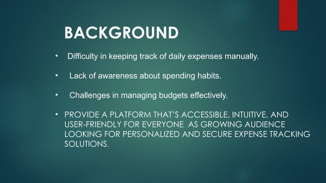 Expense Tracker AppIntroduction Background Problem statement Proposed ...