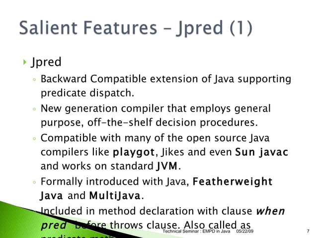 Expressive And Modular Predicate Dispatch In Java | PPT