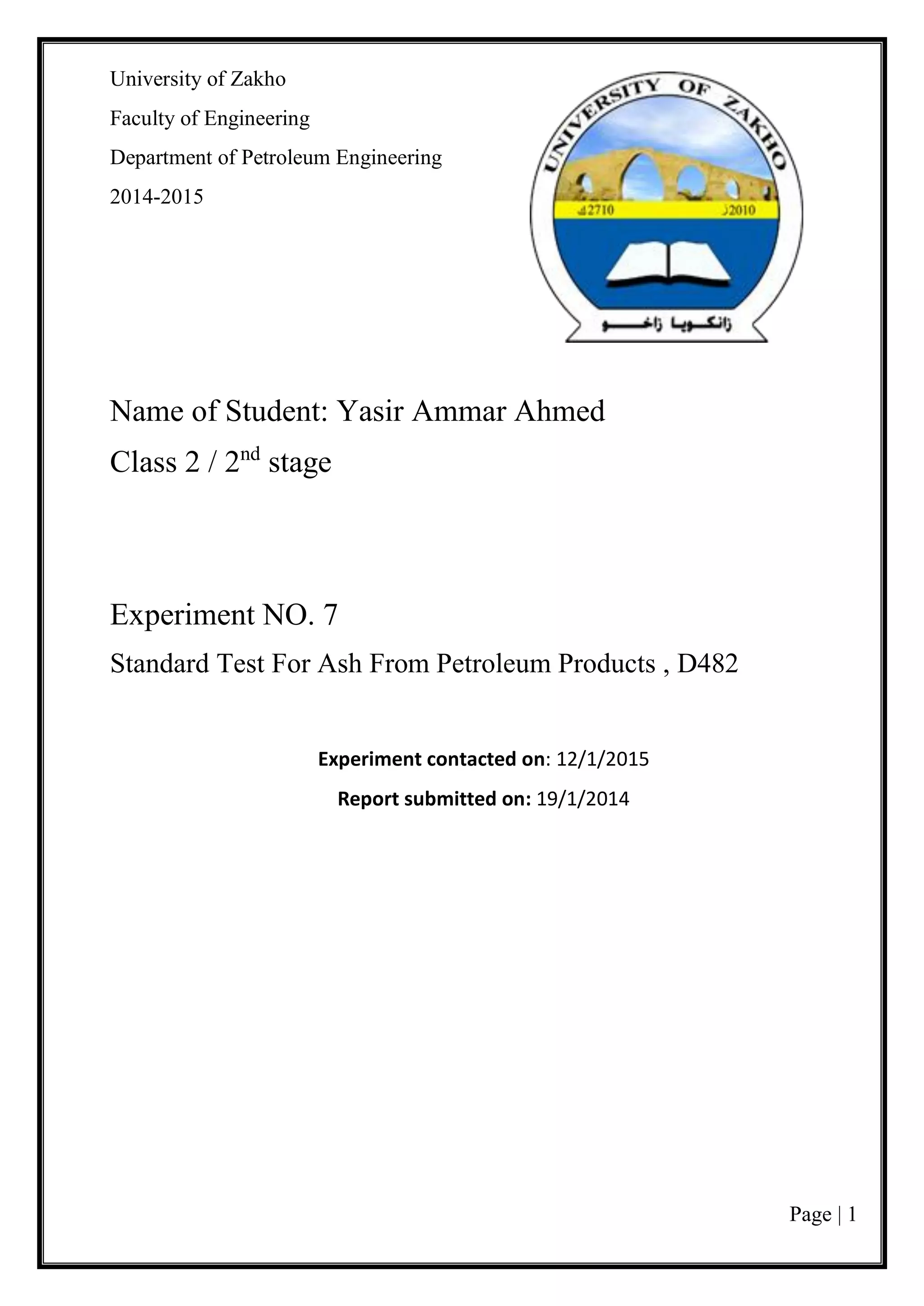 Standard Test For Ash From Petroleum Products , D482 | PDF