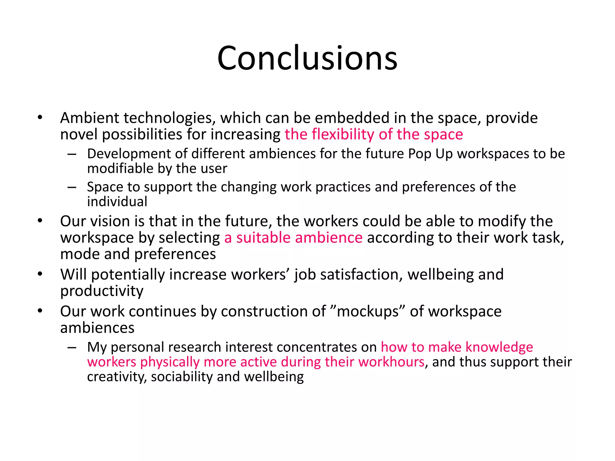 Experience driven design of ambiences for future pop up | PPT