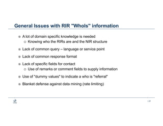 Experience Using RIR Whois | PPT