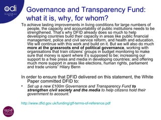 Experience with the Governance and Transparency Fund | PPT