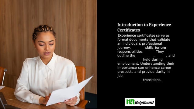 Work Experience Certificate Sample Template | PPT