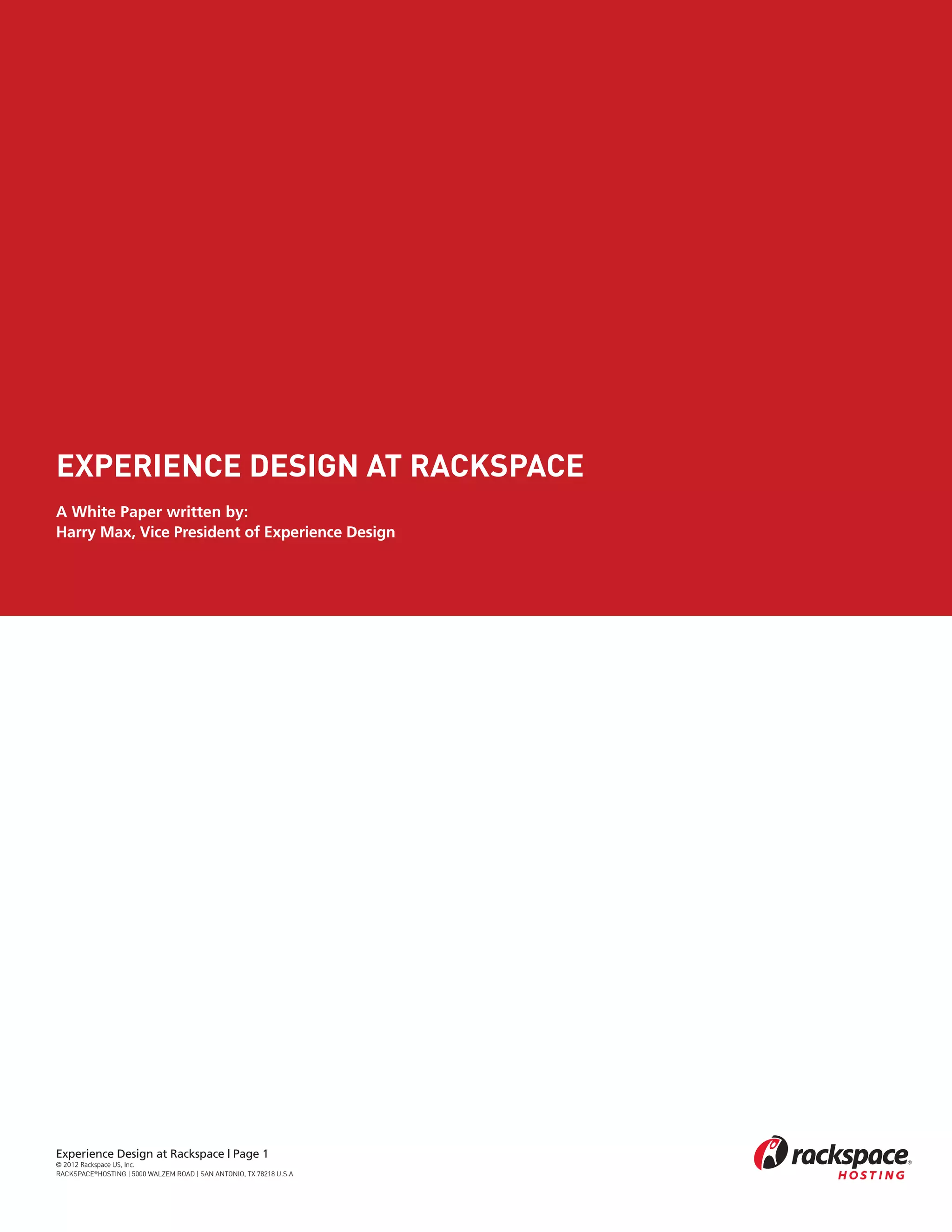 Experience Design at Rackspace | PDF