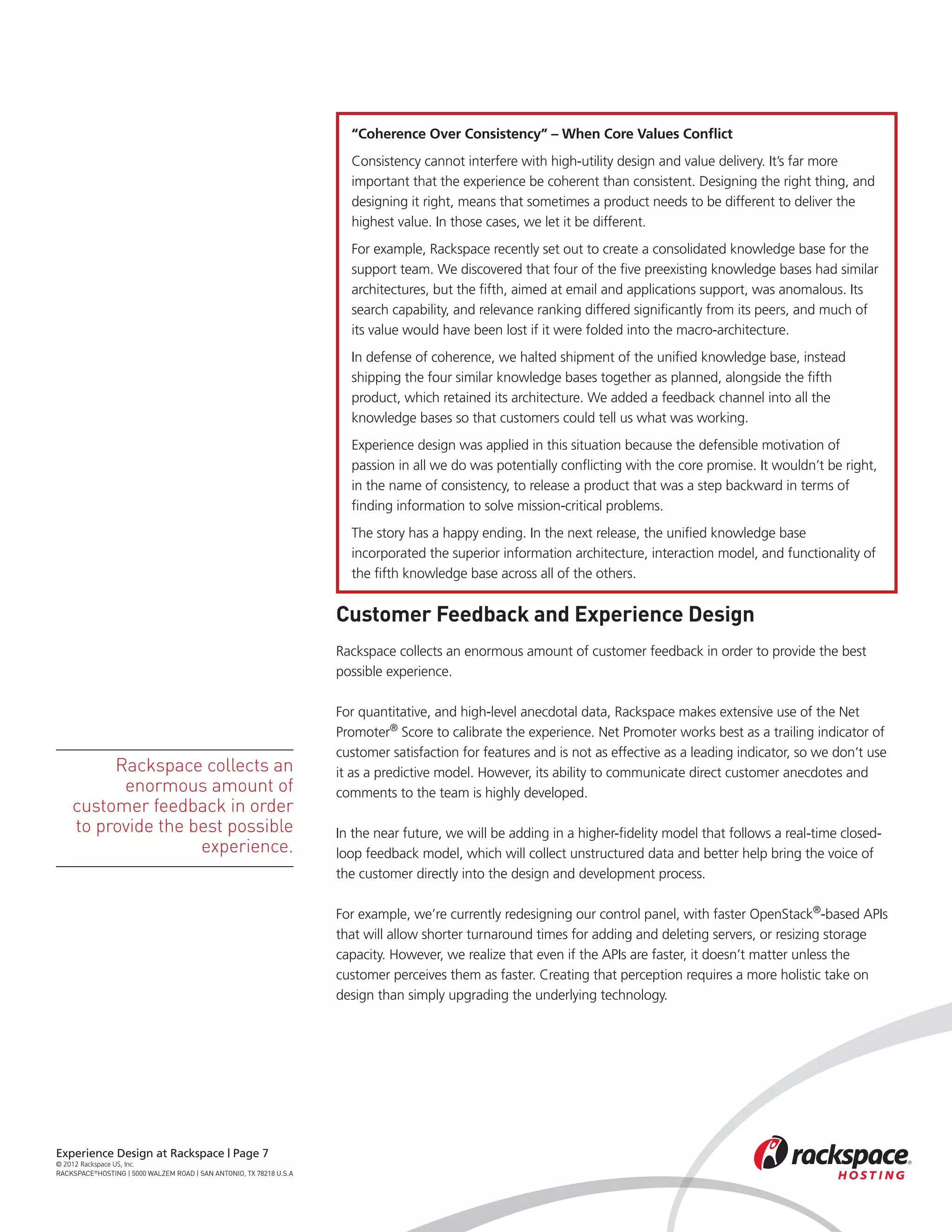 Experience Design at Rackspace | PDF