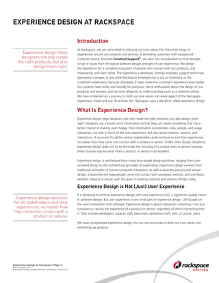 Experience Design at Rackspace | PDF