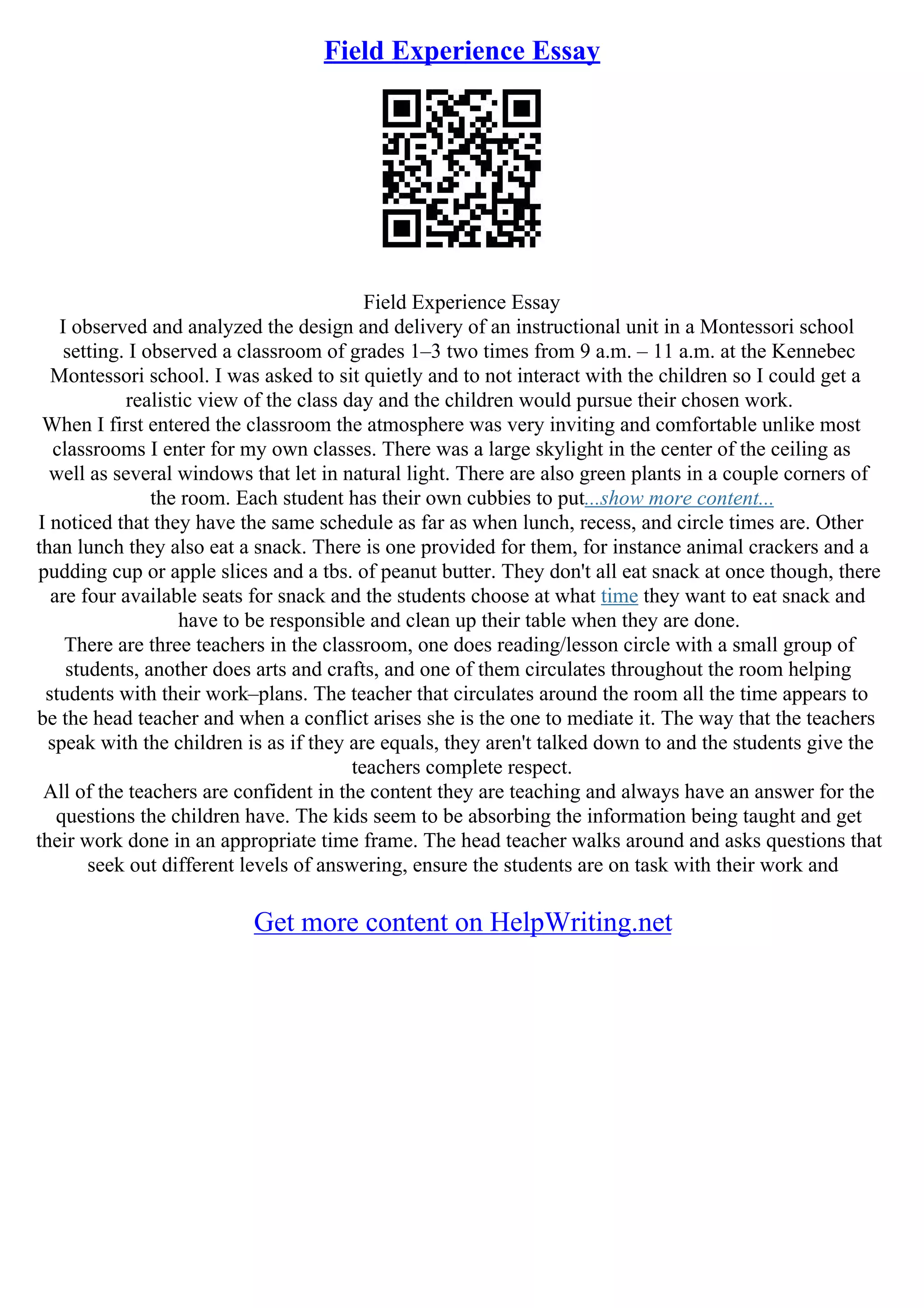 Experience Essay Examples | PDF | College Planning | College Education