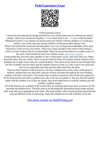 Experience Essay Examples | PDF | College Planning | College Education