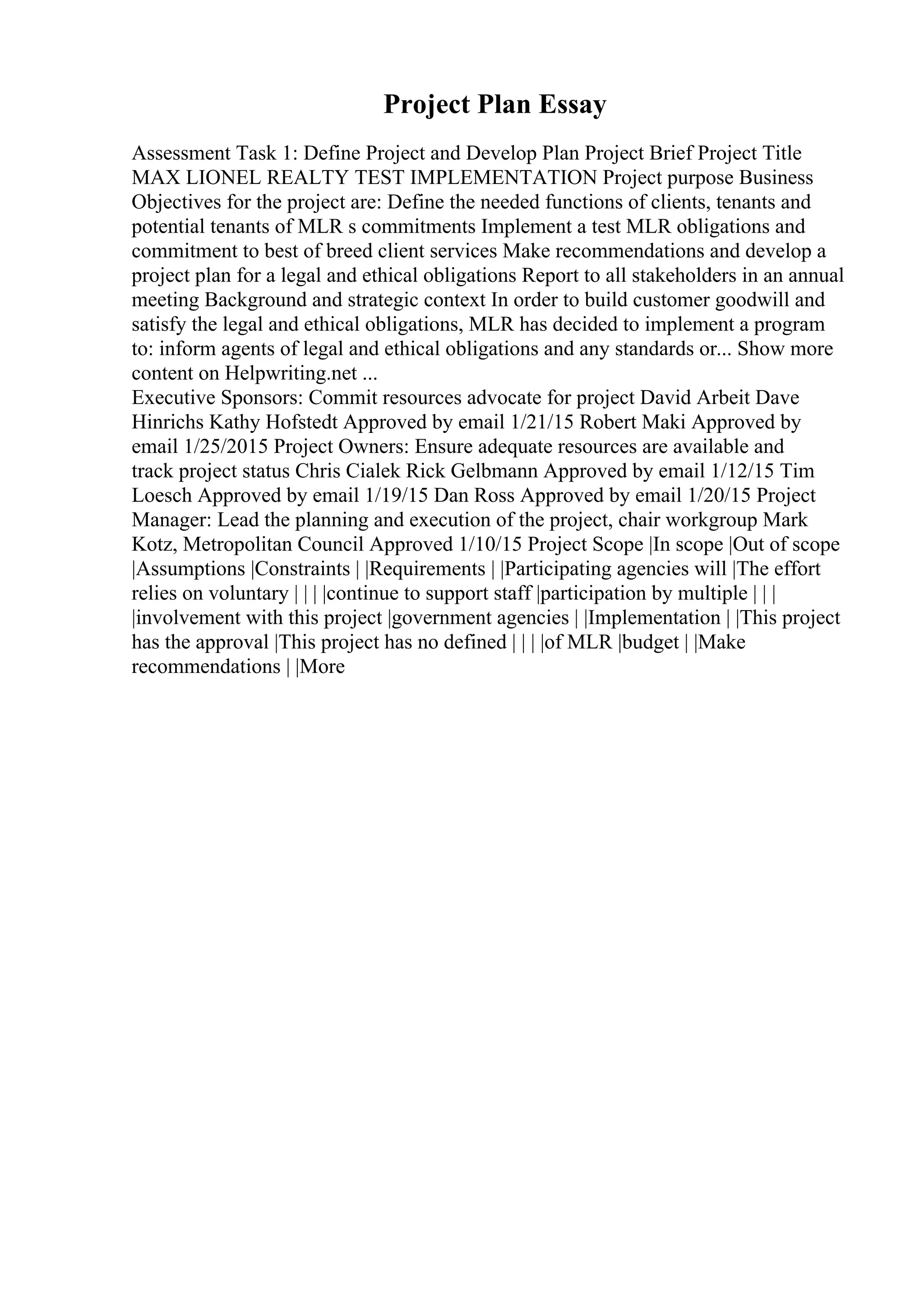 Experience Essay Examples | PDF