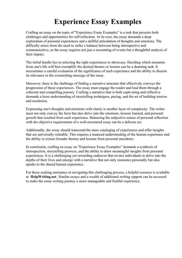 Experience Essay Examples | PDF
