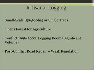 Experience from a pilot project to improve forest governance in the artisanal logging sector in ...