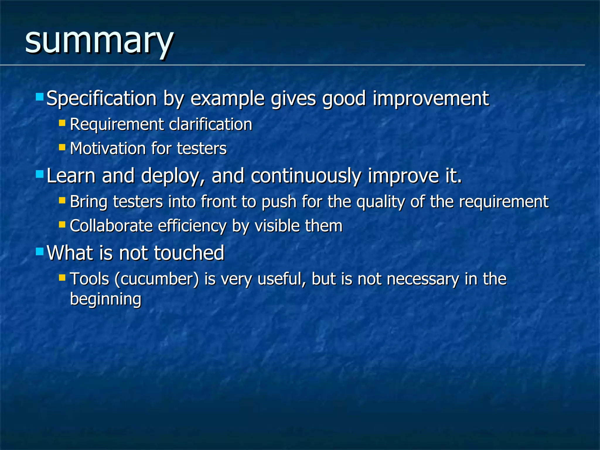 Experience from specification_by_examples | PPT