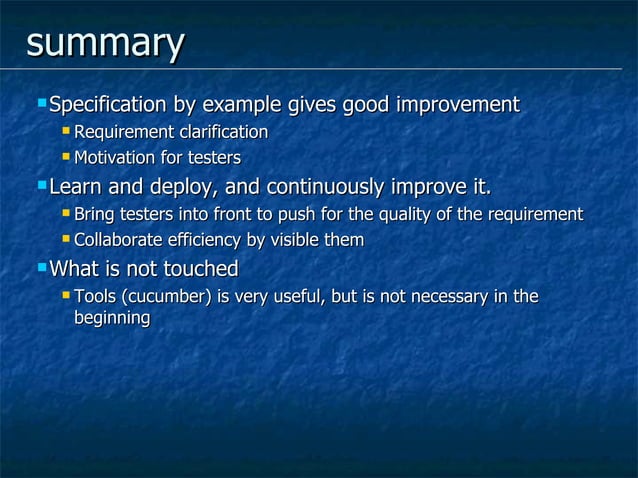 Experience from specification_by_examples | PPT