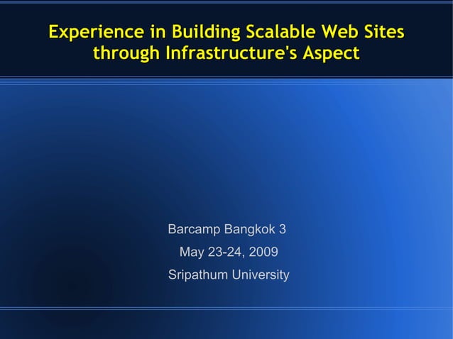 Experience In Building Scalable Web Sites Through Infrastructure's View ...