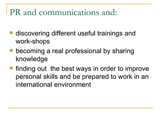 Experience in pr and communications | PPT