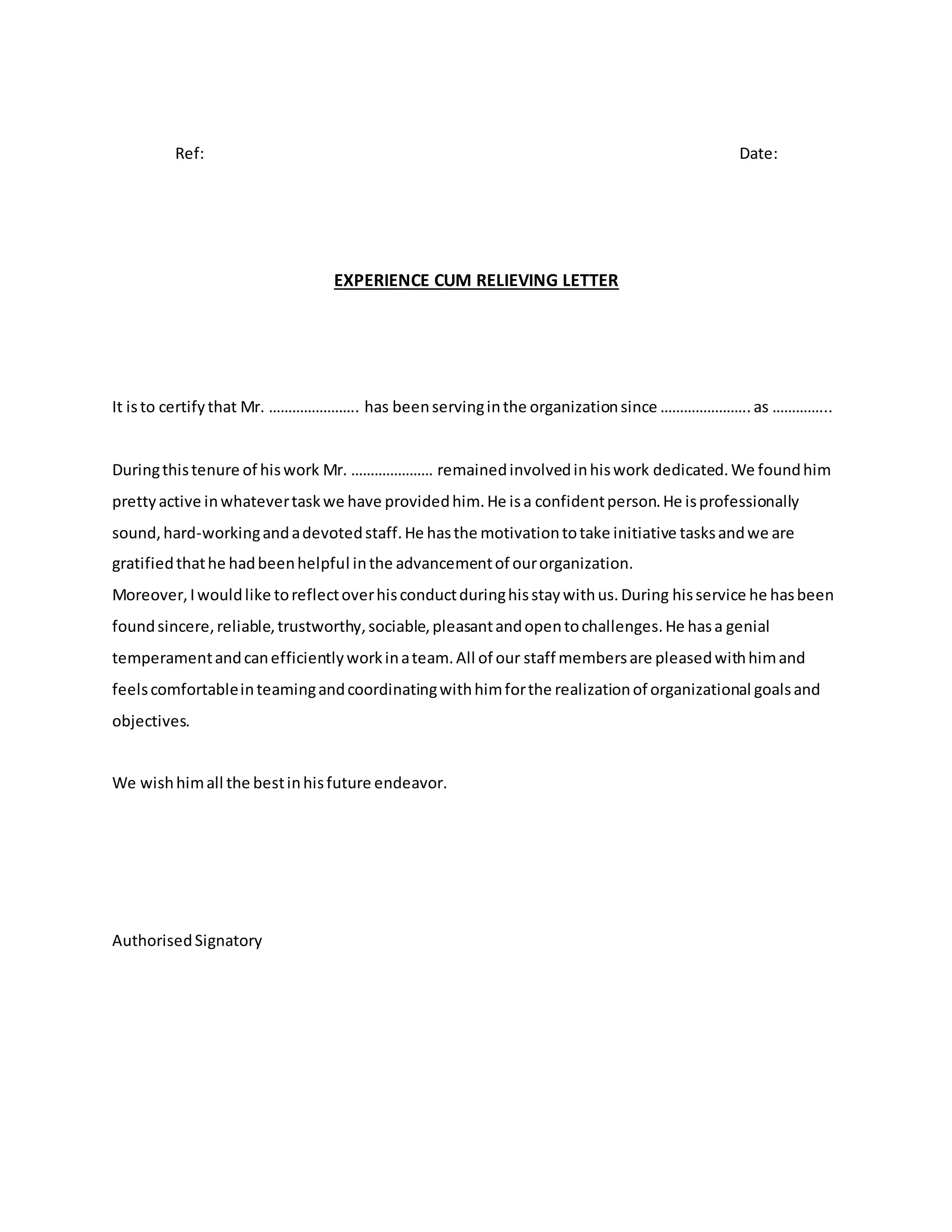 Experience letter | DOCX