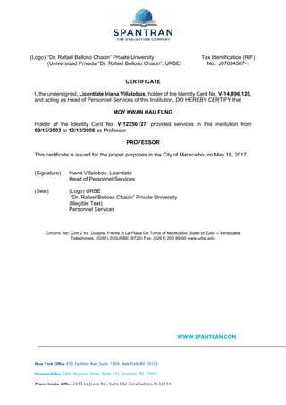 University Experience Certificate | PDF