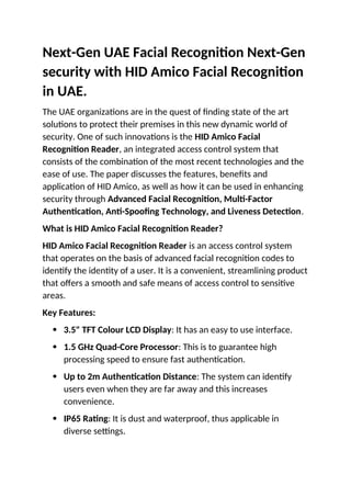 Experience Next-Gen Security with HID Amico Facial Recognition in UAE.docx