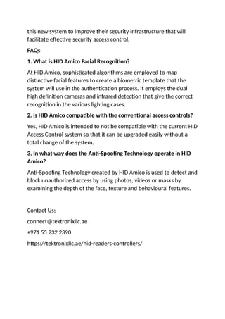 Experience Next-Gen Security with HID Amico Facial Recognition in UAE.docx