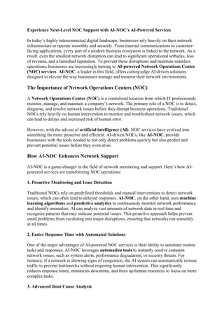 Experience Next Level NOC Support with AI NOC’s AI_Powered Services | PDF