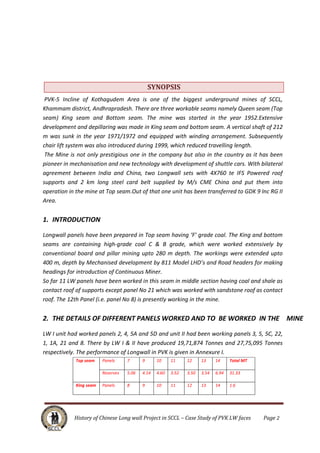Longwall Mining- An experience of Longwall mining in Padmavathikhani ...