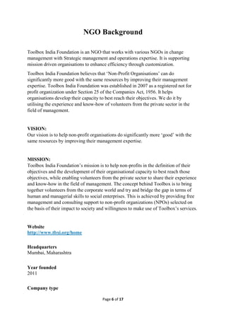 Experience of interning with an NGO in India | PDF