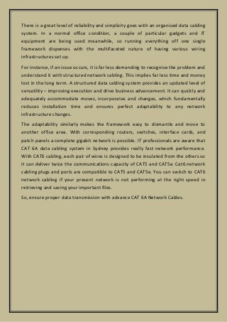 Experience smooth data transmission with cat 6 a network cables