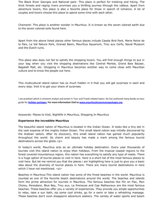 Experience the incredible mauritius | PDF