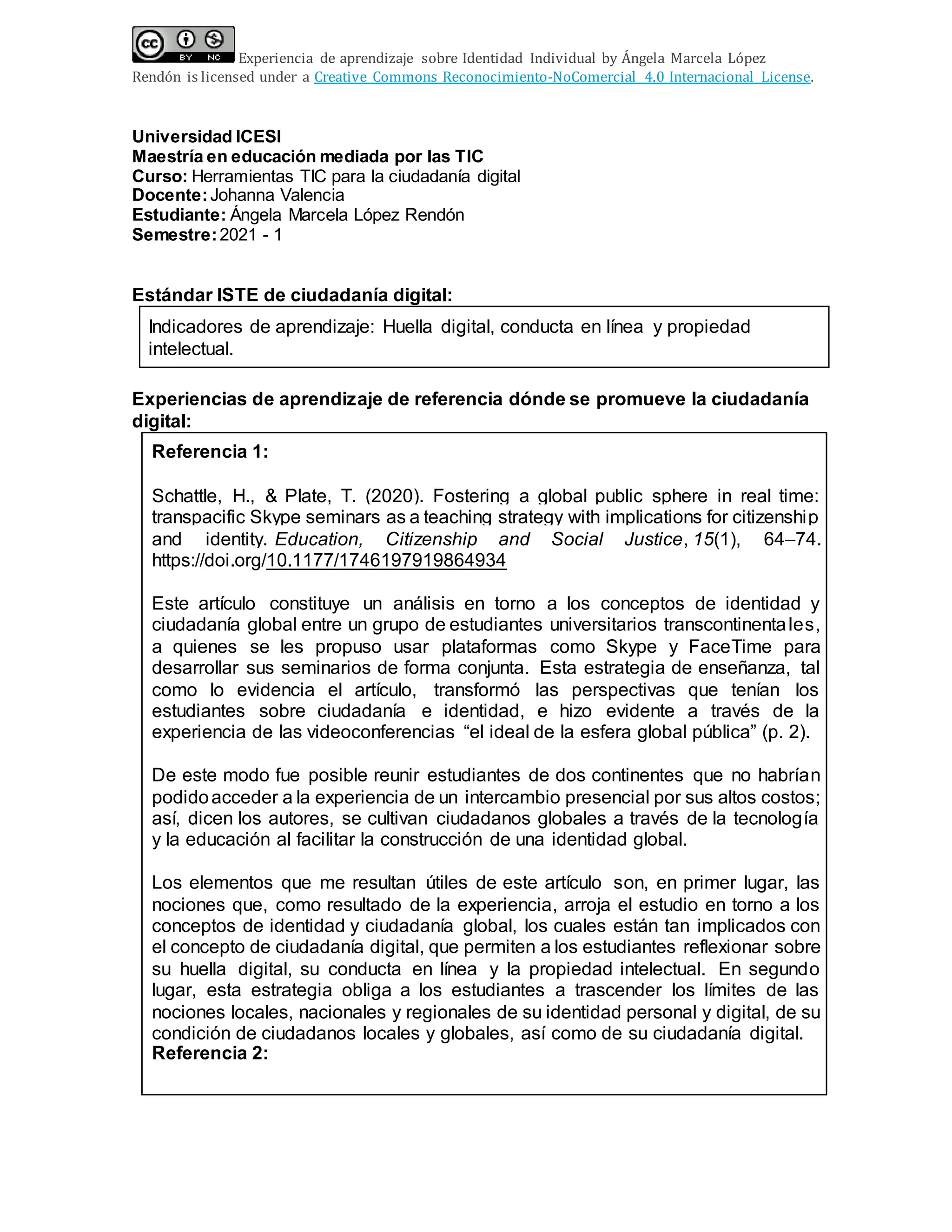 Experiencia de aprendizaje identidad | DOCX