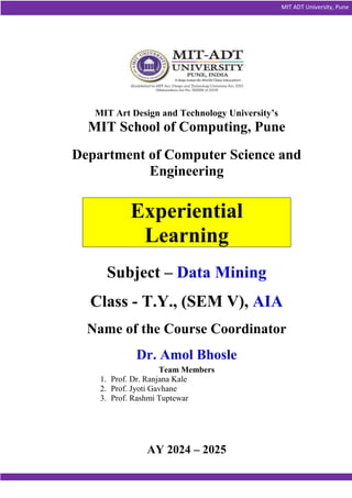 Experiencial Learning in Data Mining for association rule | PDF